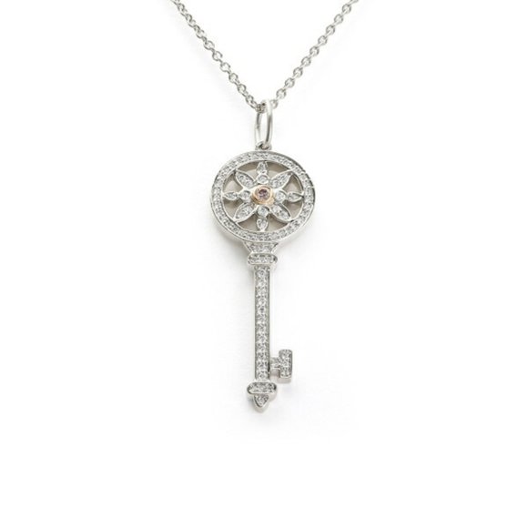 Tiffany & Co. | Jewelry | Tiffany Key Daisy Pt95 K8pg Pink Gold ...